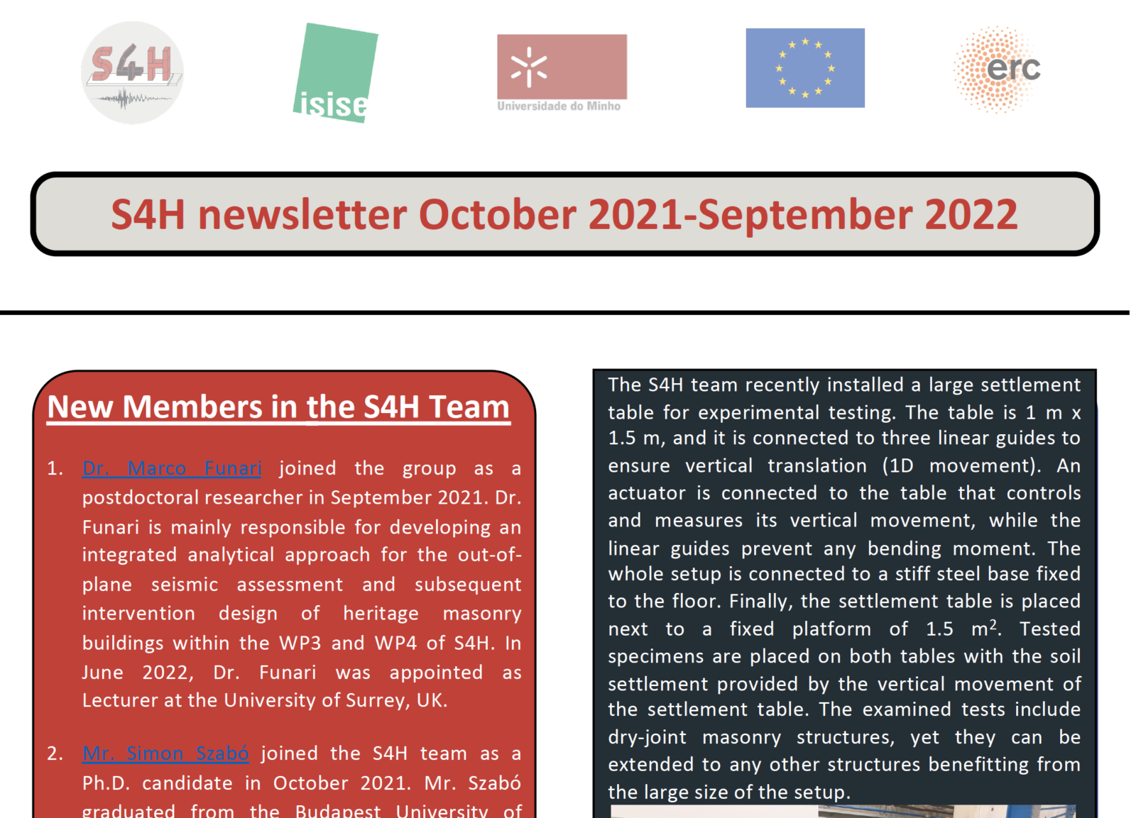 S4H NEWSLETTER: OCTOBER 2021-SEPTEMBER 2022 - STAND4Heritage